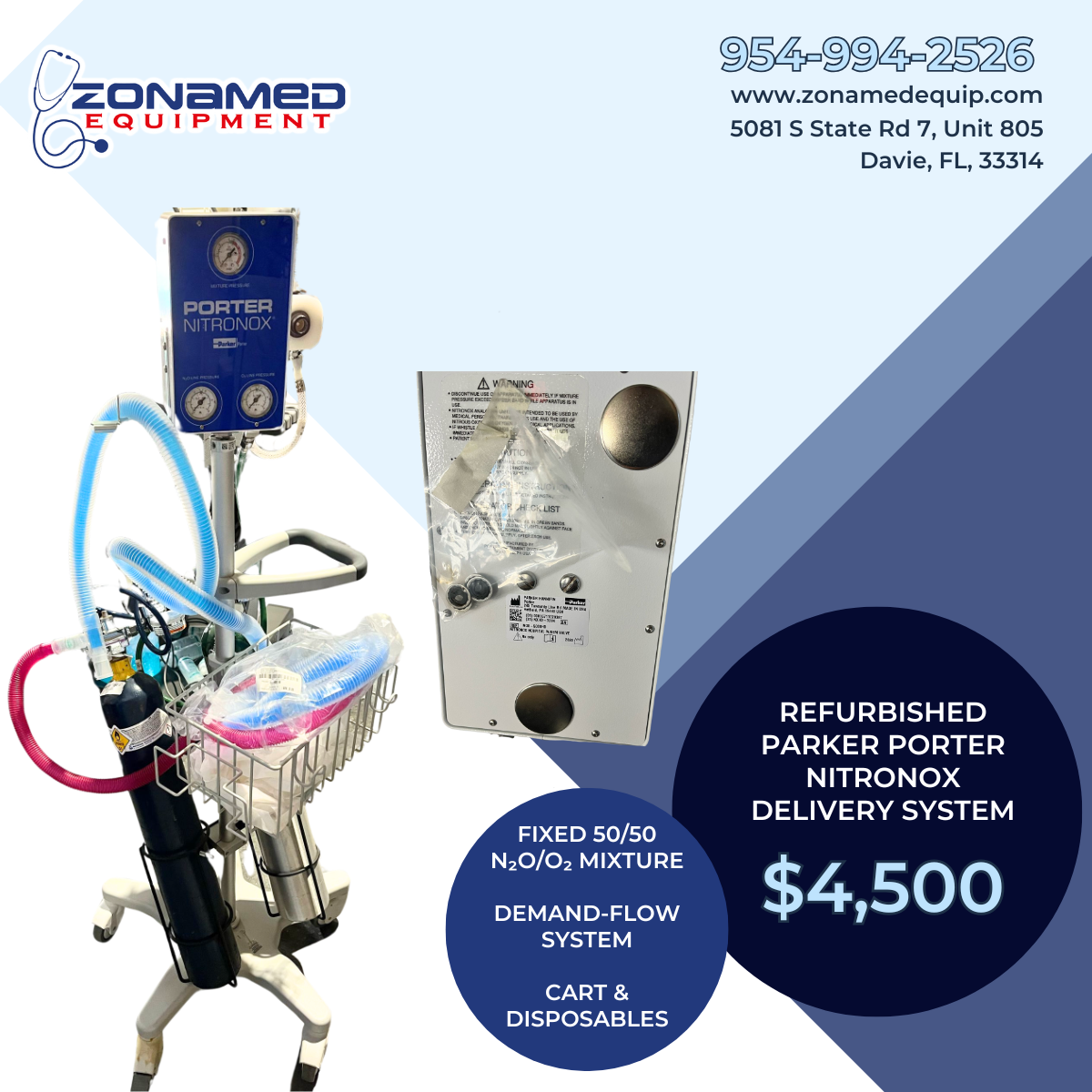 Parker Porter Nitronox Delivery System Fixed 50/50 N₂O/O₂ Mixture