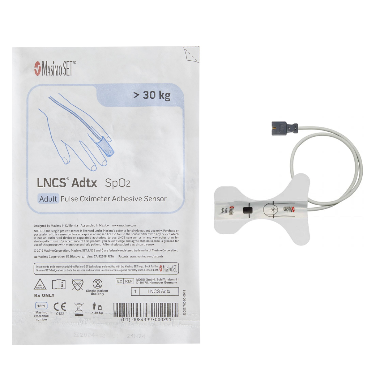 Masimo 1859 LNCS Adtx SpO2 Adult Pulse Oximeter Adhesive Sensors