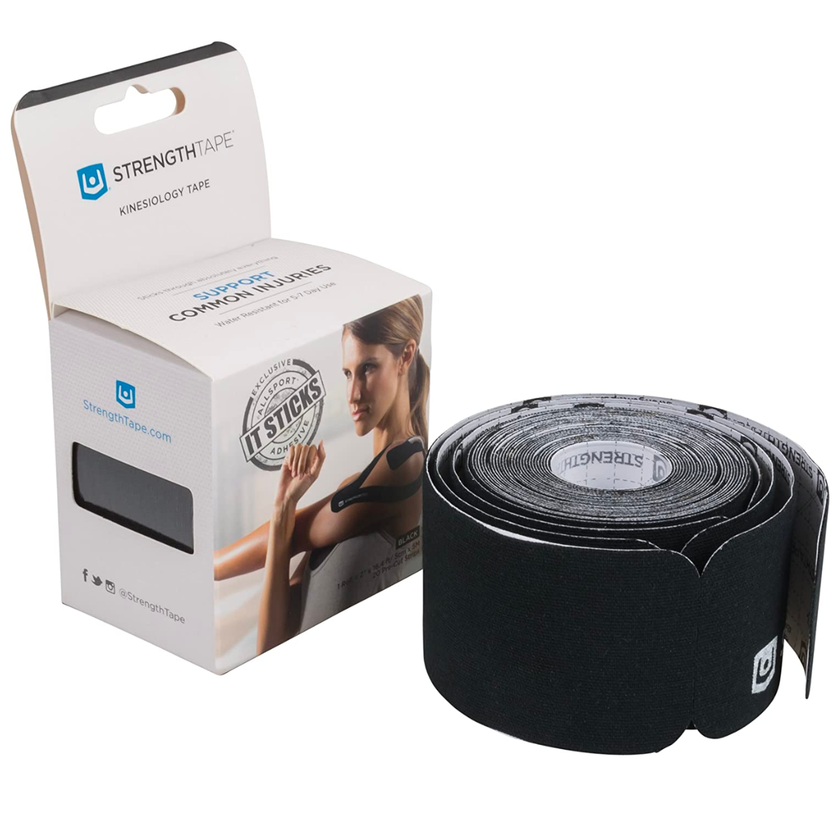 Roscoe Medical StrengthTape Kinesiology Tape, 5M /Precut Roll