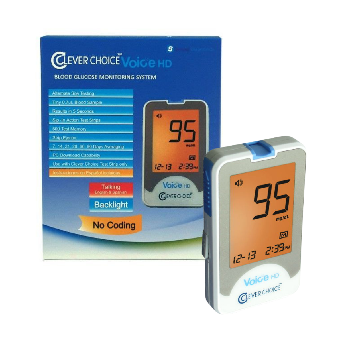 Clever Choice Voice HD Auto-Code Blood Glucose Monitoring System