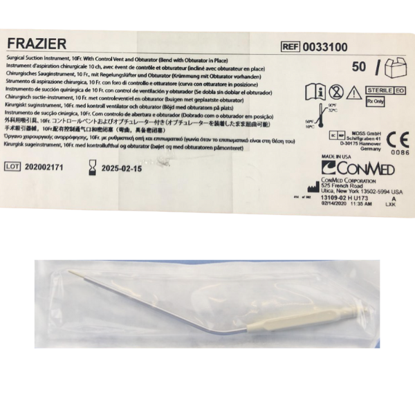 Conmed 0033120 Frazier Surgical Suction Instrument 10 FR 50 units/Bx ...